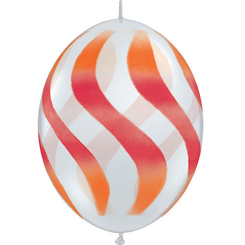 (Closeout) Qualatex Balloons Quicklink Diamond Clear w/ Red-Orange Wav